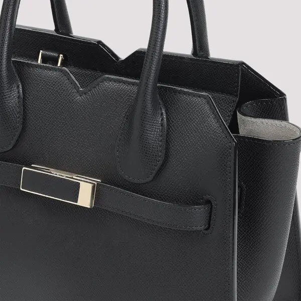 VALEXTRA Calf Leather Milano Mini Handbag - Black