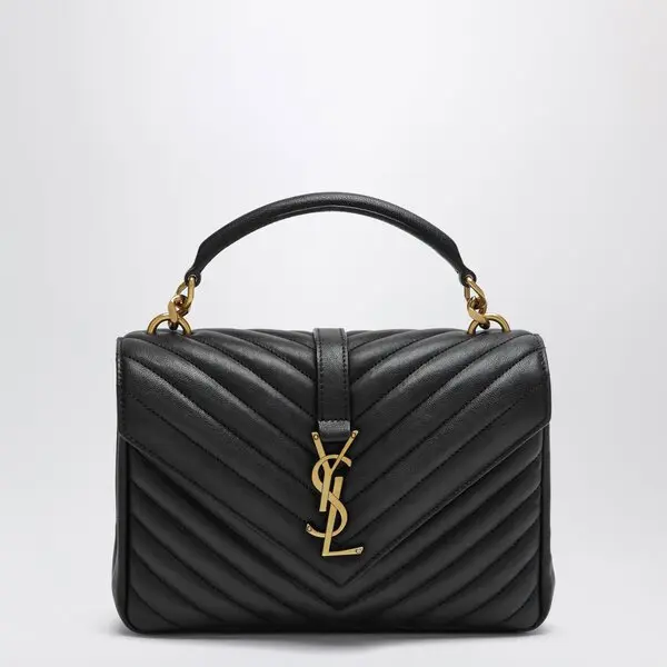 Saint Laurent Medium College Bag In Quilted Leather - Black