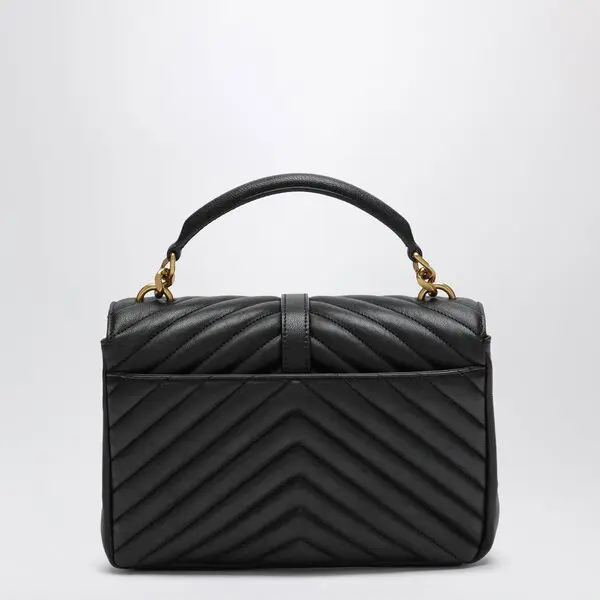 Saint Laurent Medium College Bag In Quilted Leather - Black
