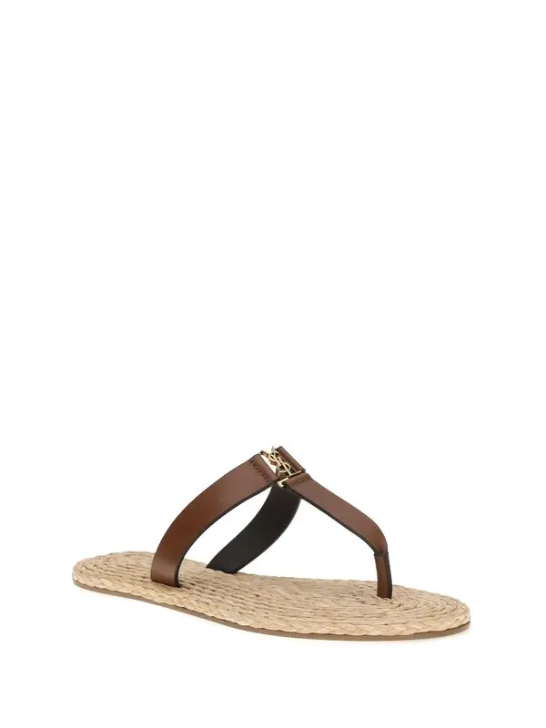Saint Laurent Babylone Leather Thong Sandals - Brown