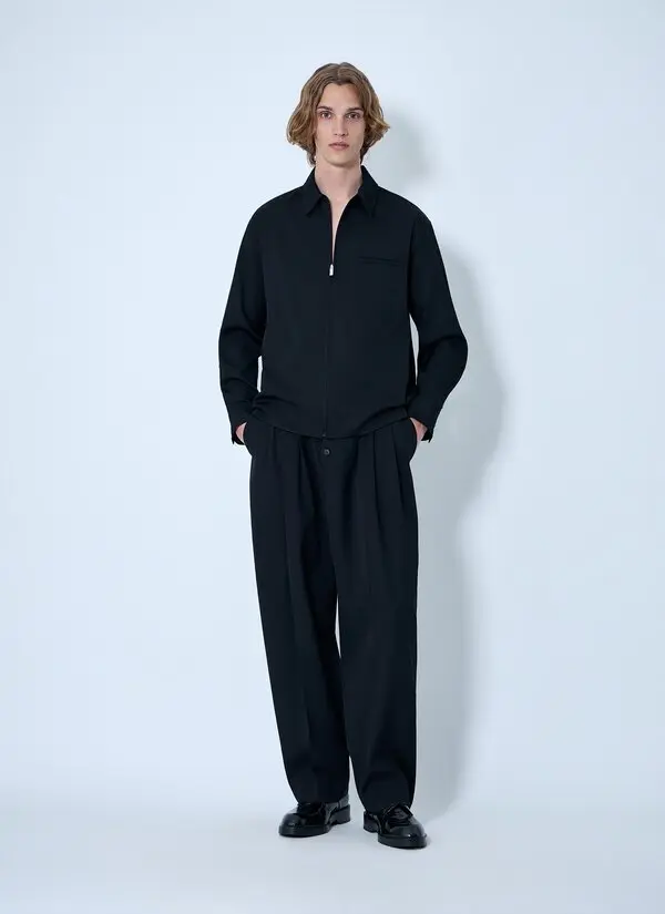 Jacquemus Zip-front Cotton Shirt - Black