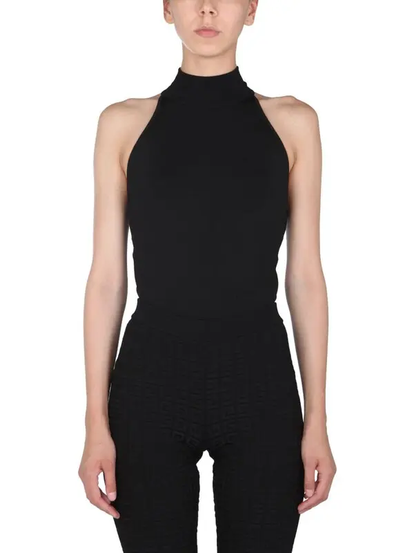 Givenchy Sleeveless Ribbed Knit Top With Zip Detail