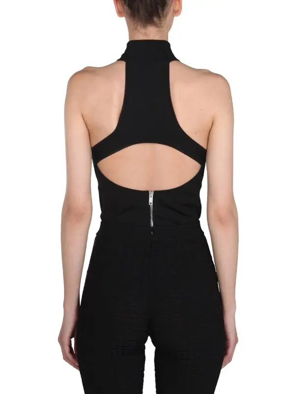 Givenchy Sleeveless Ribbed Knit Top With Zip Detail