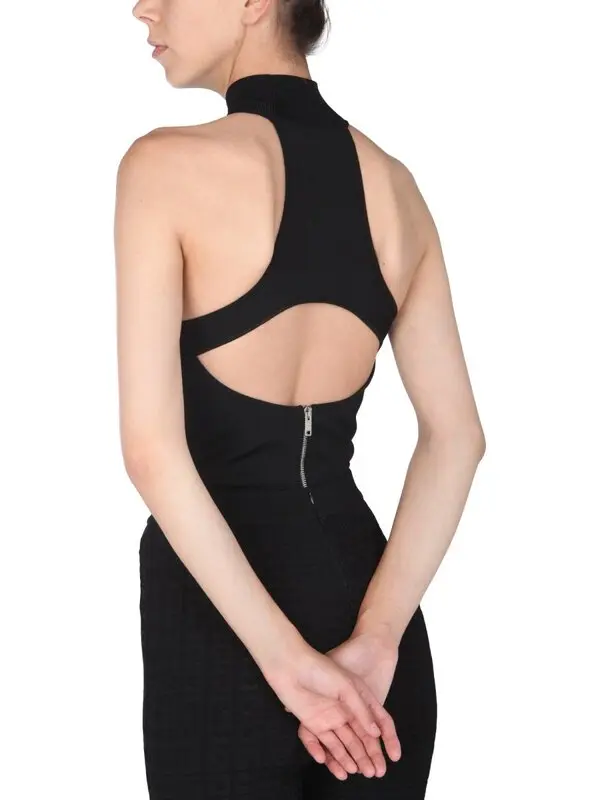 Givenchy Sleeveless Ribbed Knit Top With Zip Detail