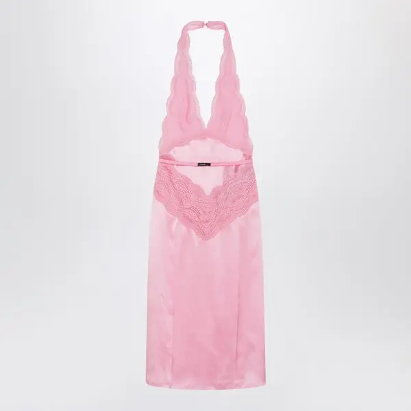 Gucci Satin And Lace Midi Dress - Pink