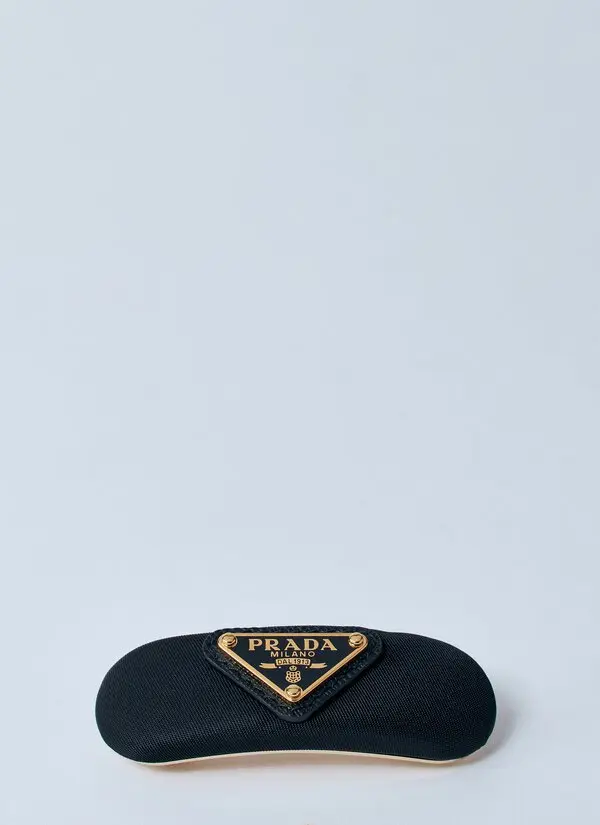 Prada Re-nylon Hair Clip With Logo Plaque - Black