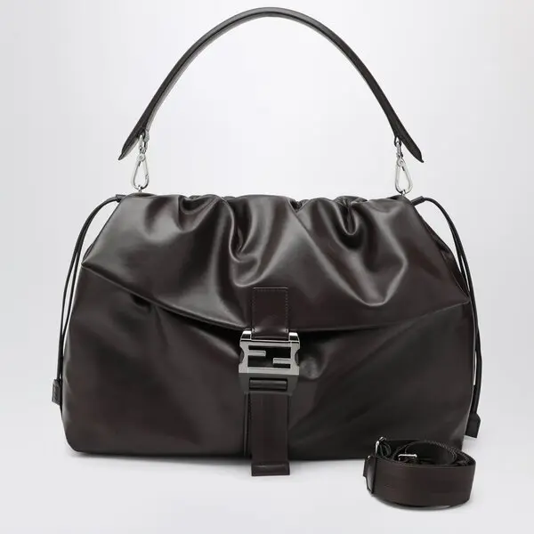Fendi Maxi Messenger Bag With Ff Clasp - Brown
