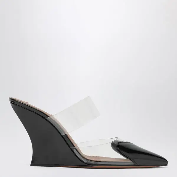 Alaïa Patent Leather Le Coeur Wedge Mules - Black
