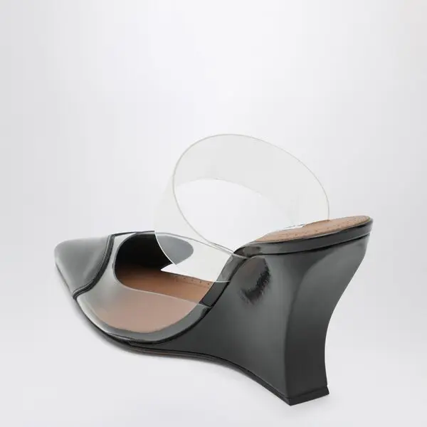 Alaïa Patent Leather Le Coeur Wedge Mules - Black