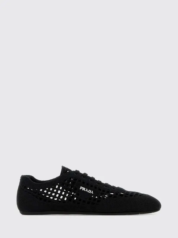 Prada Woven Lace-up Sneakers - Black