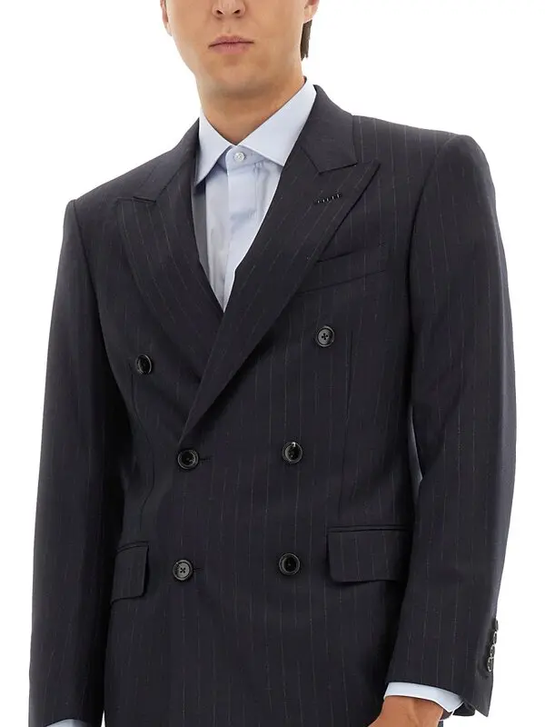 TOM FORD Wool Pinstripe Jacket - Blue