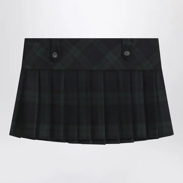 Miu Miu Pleated Check Wool Mini Skirt - Multicolor