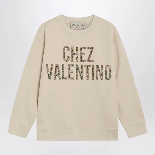 Valentino Garavani Chez Floral Embroidered Cotton Sweatshirt - Cream