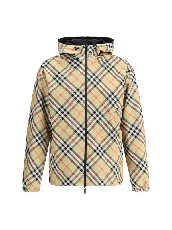 Burberry Reversible Check And Plain Waterproof Jacket