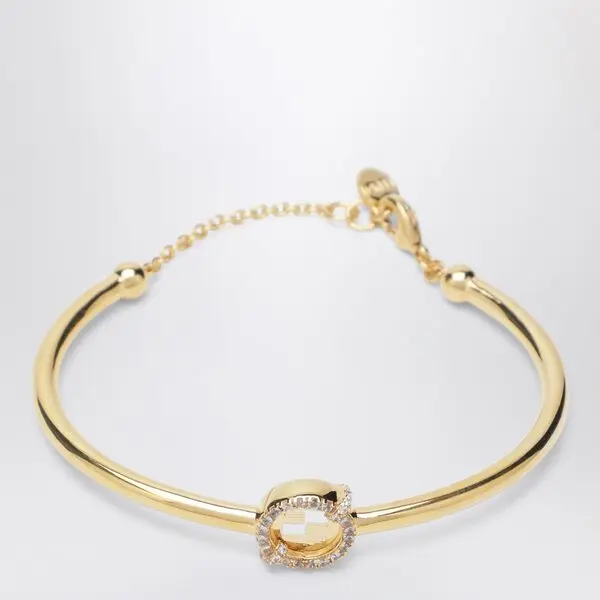 Fendi Gold-finish Metal And Crystal Ever Round Bracelet - Silver
