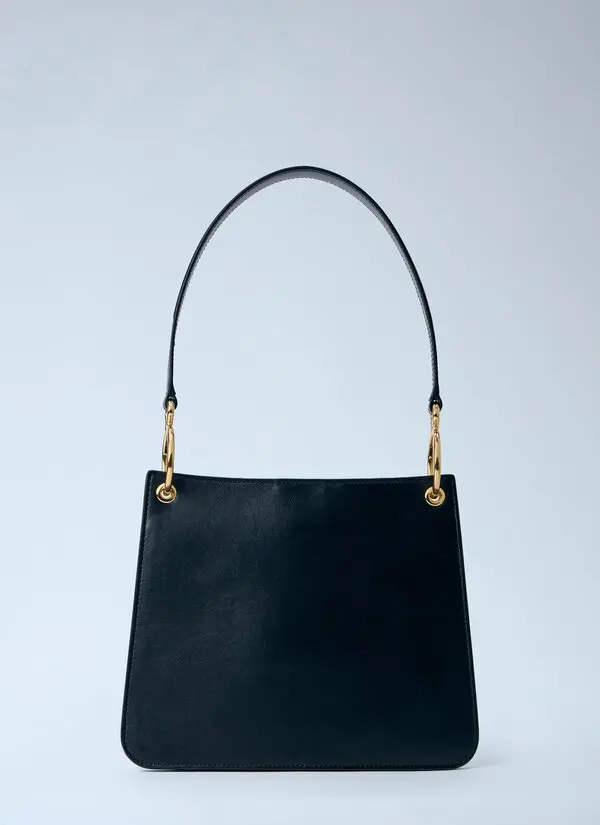JIL SANDER Structured Leather Shoulder Bag - Black