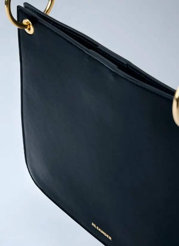 JIL SANDER Structured Leather Shoulder Bag - Black