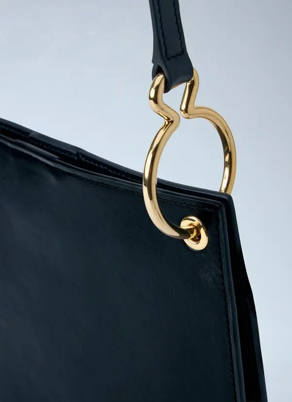 JIL SANDER Structured Leather Shoulder Bag - Black