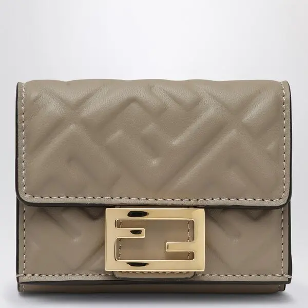 Fendi Dove Coloured Micro Trifold Baguette Wallet - Cream
