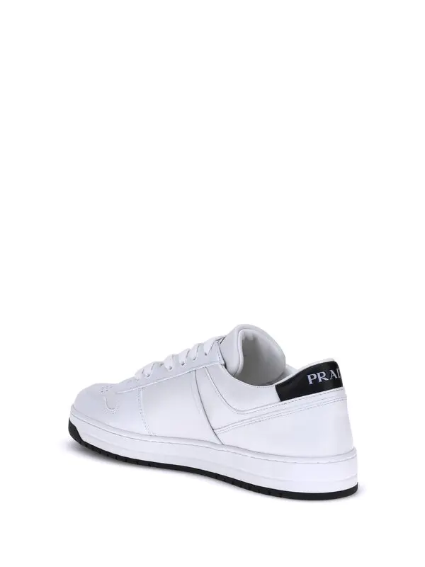 Prada Leather Sneakers With Enameled Logo Plaque - White