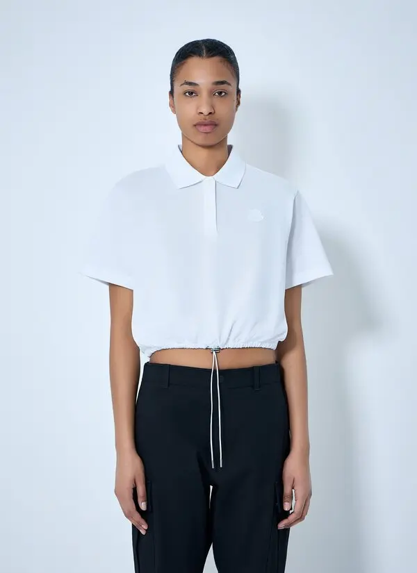 Moncler Cropped Drawstring Polo Shirt - White