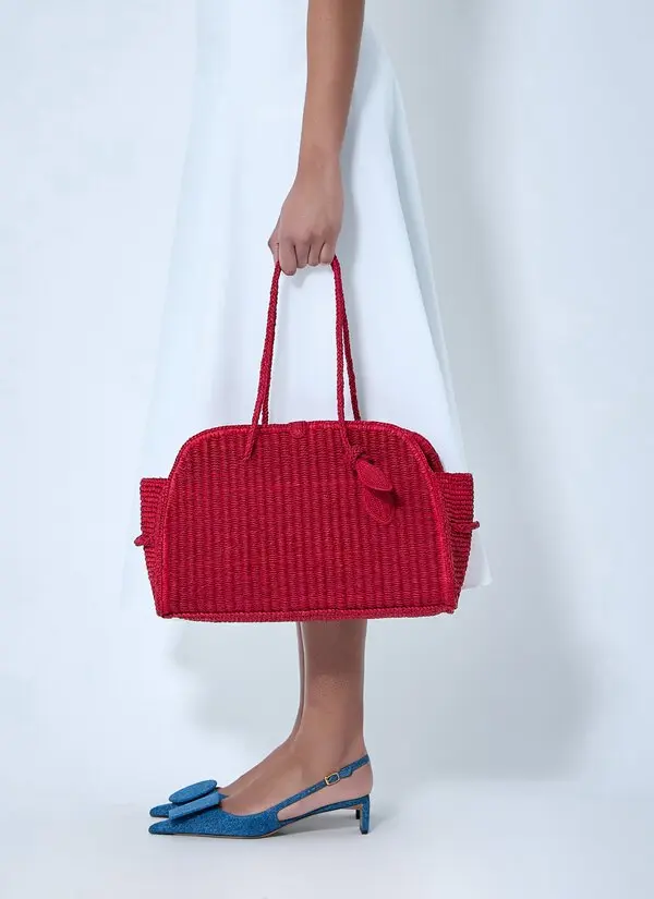 Jacquemus Le Turismo Woven Raffia Shoulder Bag - Red