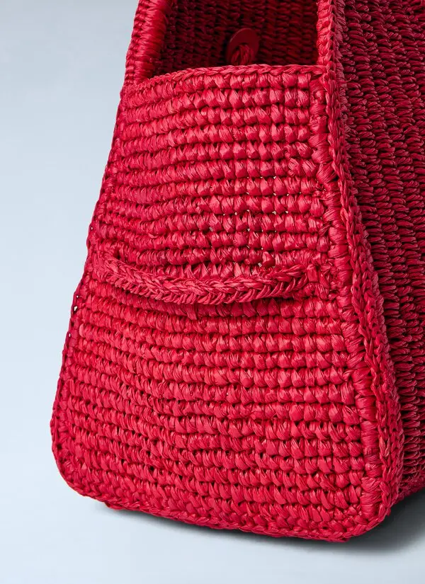 Jacquemus Le Turismo Woven Raffia Shoulder Bag - Red
