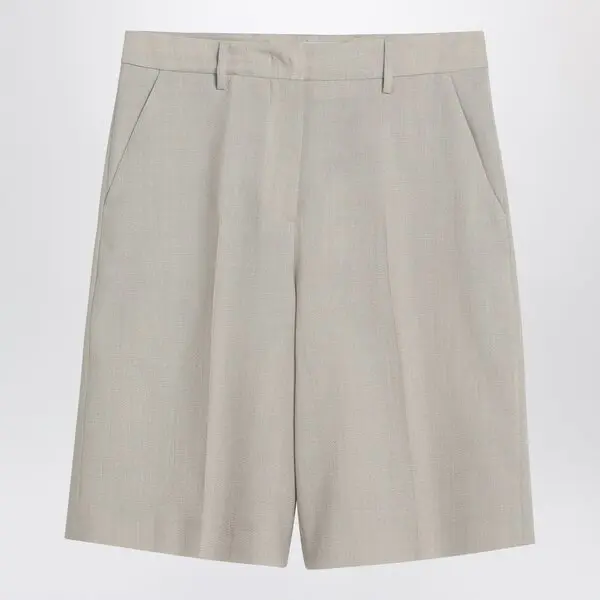 GOLDEN GOOSE Beige Melange Wool-blend Bermuda Shorts - Cream