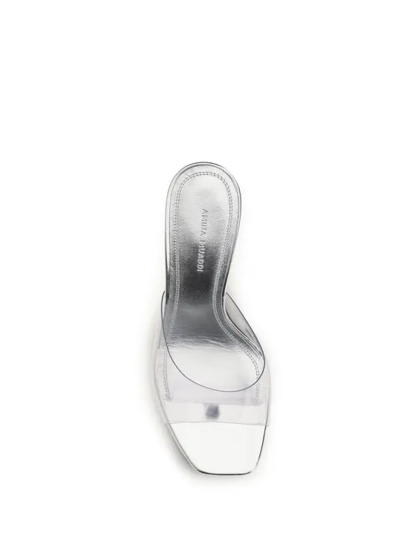 Amina Muaddi Lupita Glass Sandals - Silver