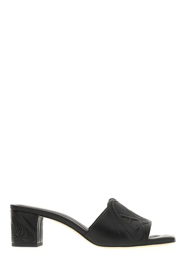 Alexander McQueen Embossed Mule With Block Heel