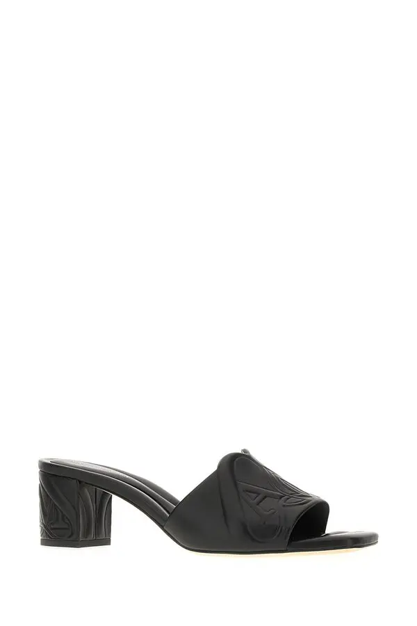 Alexander McQueen Embossed Mule With Block Heel