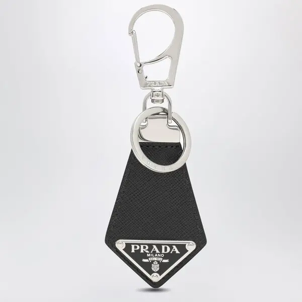 Prada Saffiano Key Holder With Logo - Black