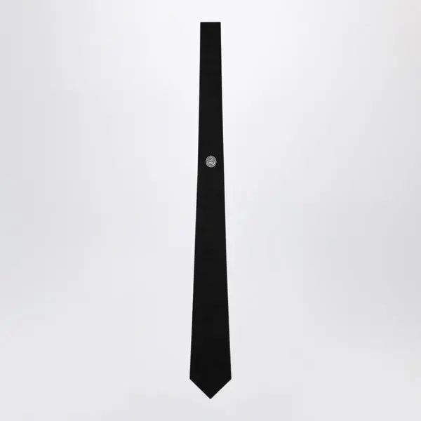 Versace Jacquard Tie With Medusa Motif - Black