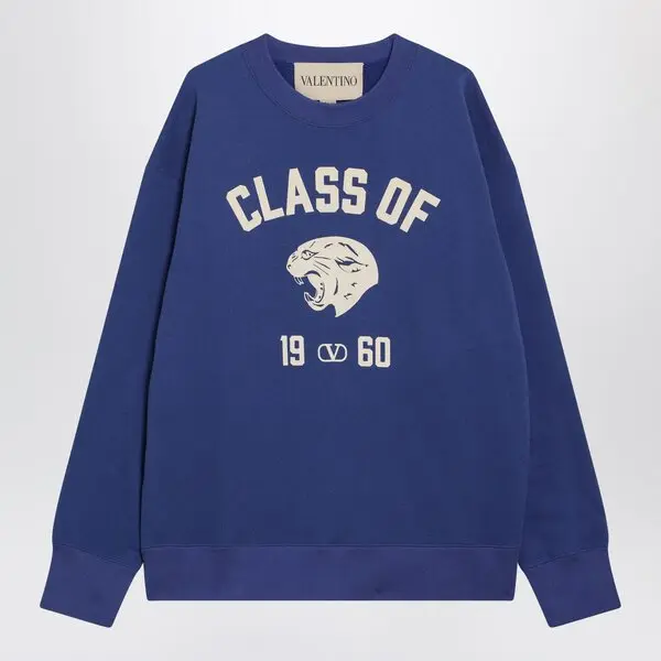 Valentino Garavani Crewneck Panther Logo Sweatshirt - Blue