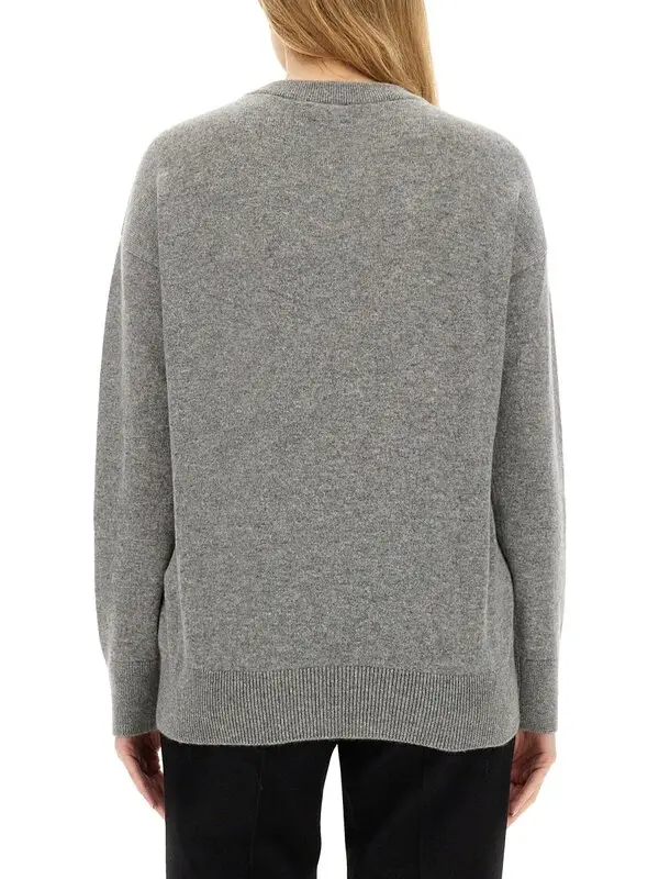 Burberry Cashmere Sweater With Kilt Pin Detail - Gray