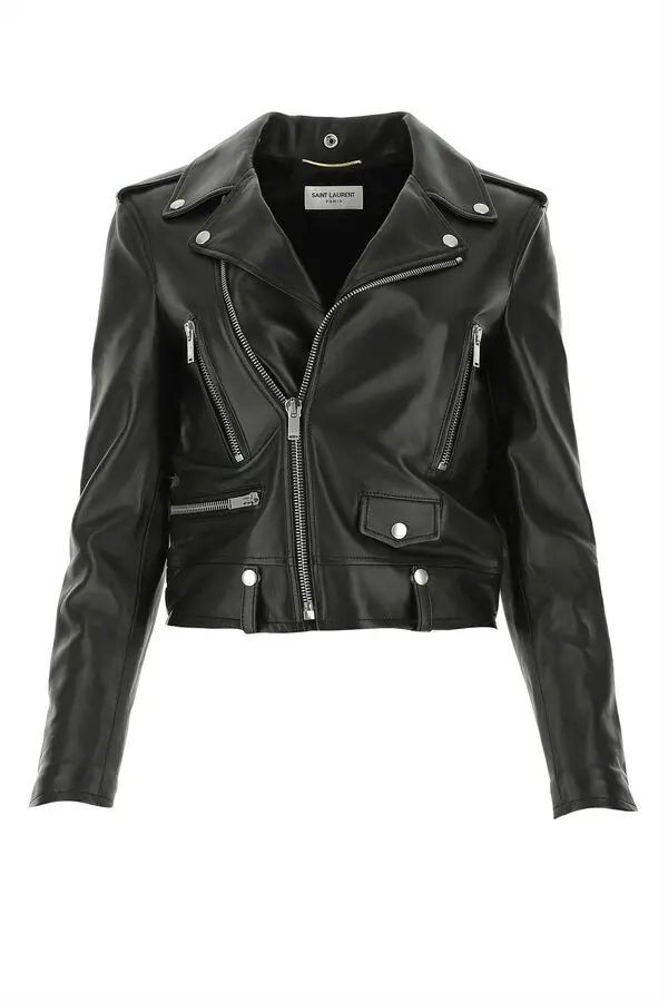 Saint Laurent Nappa Leather Biker Jacket - Black