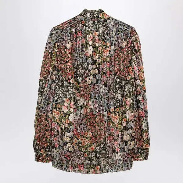 Valentino Garavani Silk Blouse With Floral Print And Bow Detail