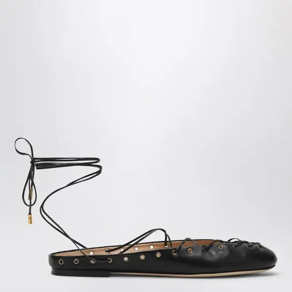 Chloé Leather Ballerinas With Lace-up Detail - Black