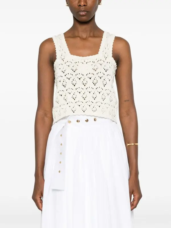 Celine Pointelle Cotton Knit Top