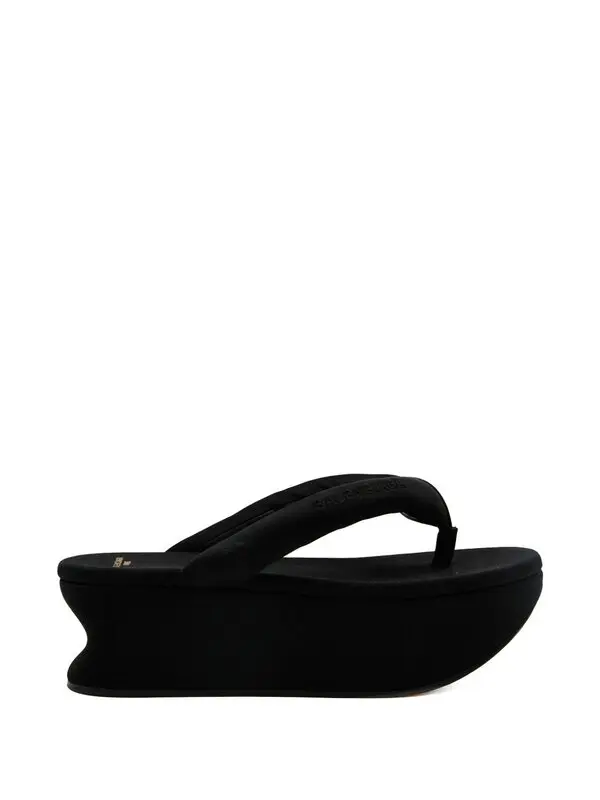 Balenciaga Black Logo Detail Platform Thong Sandals - Multicolor