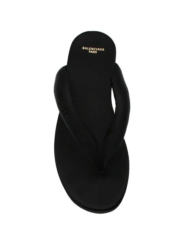 Balenciaga Black Logo Detail Platform Thong Sandals - Multicolor