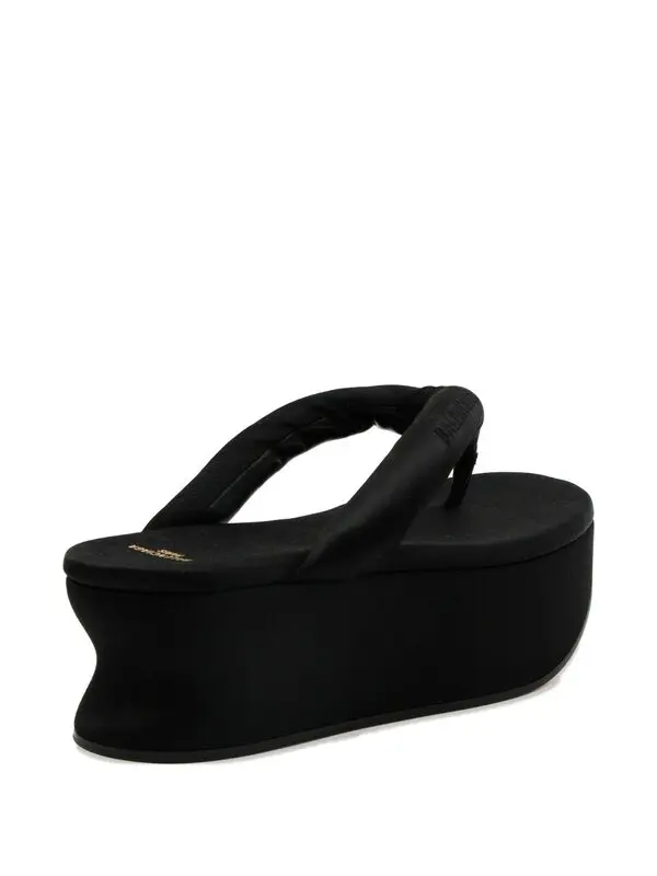 Balenciaga Black Logo Detail Platform Thong Sandals - Multicolor