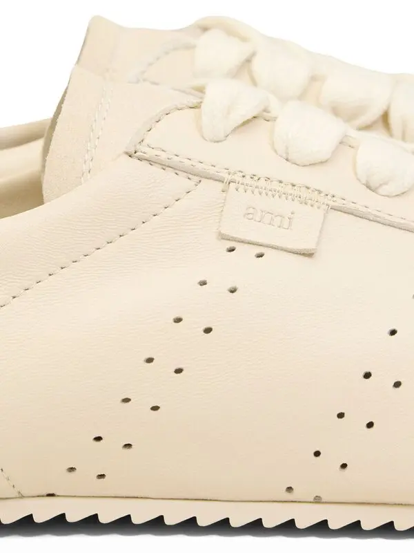 Ami Ivory Leather Perforated Lace-up Sneakers