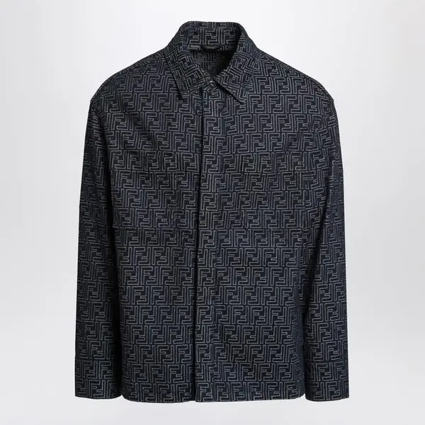 Fendi Ff Jacquard Denim Shirt Jacket - Blue