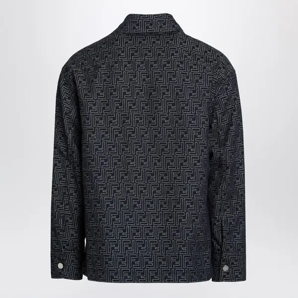 Fendi Ff Jacquard Denim Shirt Jacket - Blue