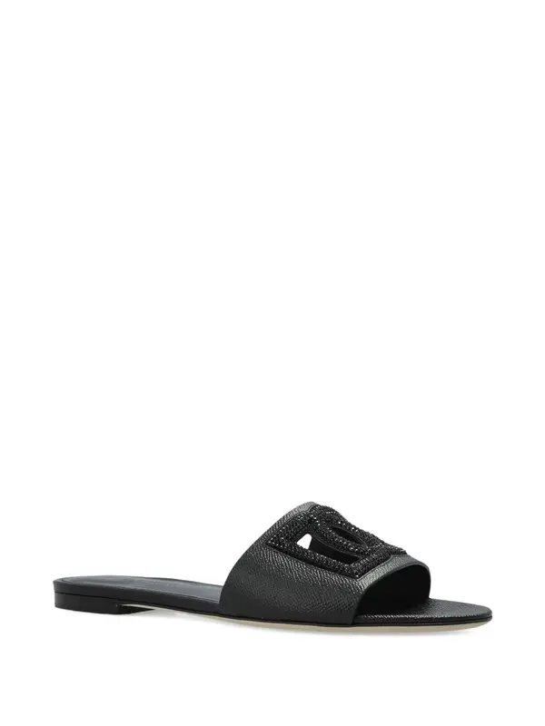 Dolce & Gabbana Dg Logo Leather Flat Sandals - Multicolor
