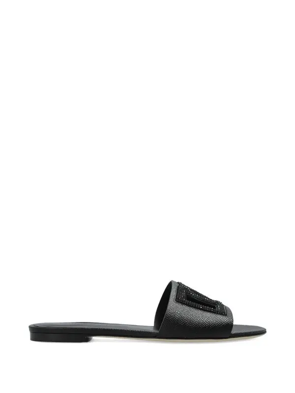 Dolce & Gabbana Dg Logo Leather Flat Sandals - Multicolor