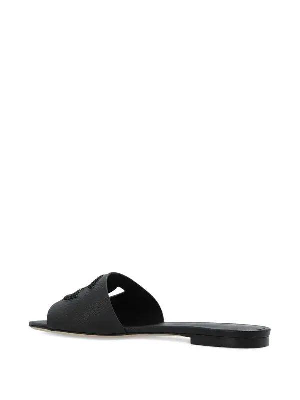Dolce & Gabbana Dg Logo Leather Flat Sandals - Multicolor