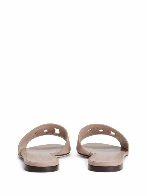 Dolce & Gabbana Dg Logo Leather Flat Sandals - Multicolor