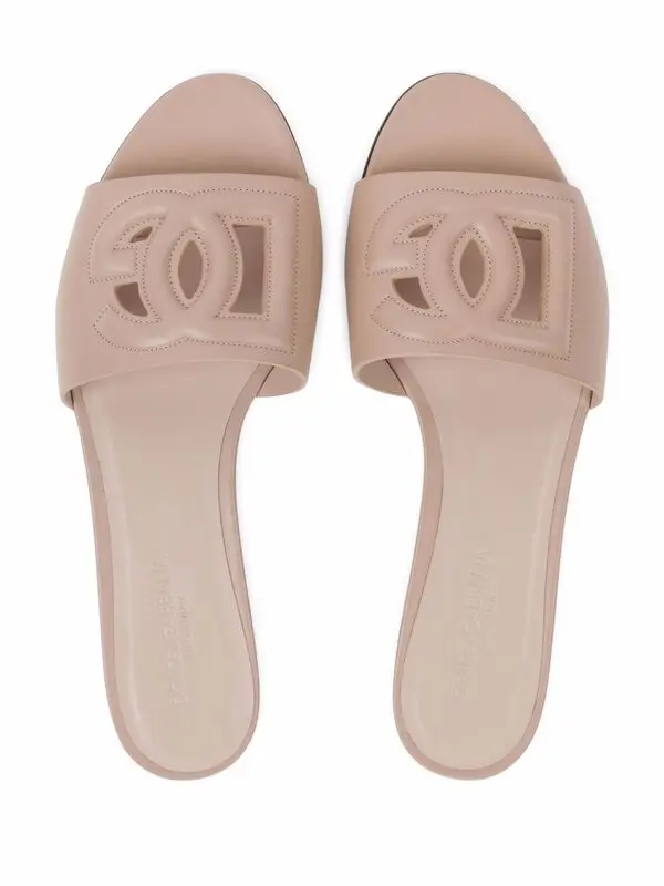 Dolce & Gabbana Dg Logo Leather Flat Sandals - Multicolor